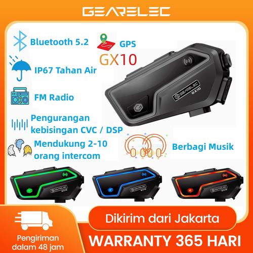 Promo GX10 Helm Bluetooth 5.2 + EQ Efek Suara Intercom Headset 10 Orang ...