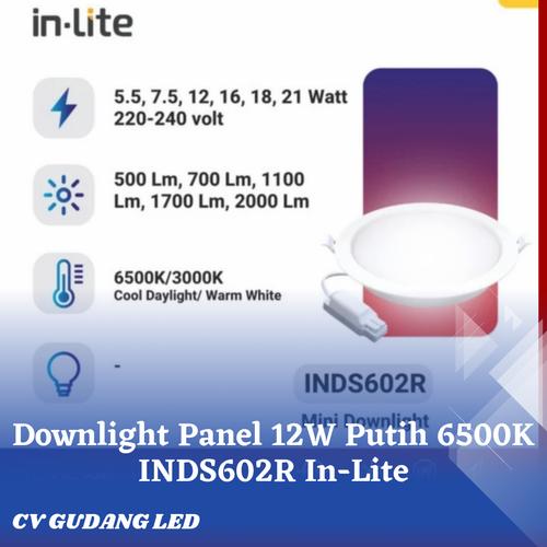Jual Downlight Panel 12Watt Cool Daylight (6500k) INDS602R- In- Lite ...