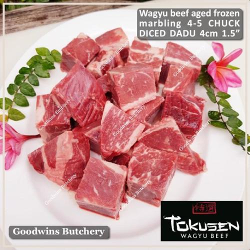 Jual Wagyu beef Tokusen CHUCK marbling4-5 aged rendang cuts saikoro ...