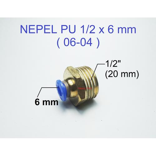 Jual FITTING PNEUMATIC SELANG 6 mm DRAT 1/2", NEPEL PU 1/2 x 6mm | PC ...