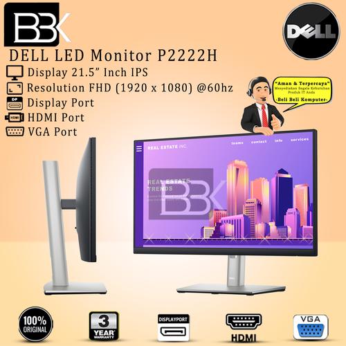Jual Monitor Dell 21.5" inch Monitor P2222H HDMI VGA DP 3 Year ...