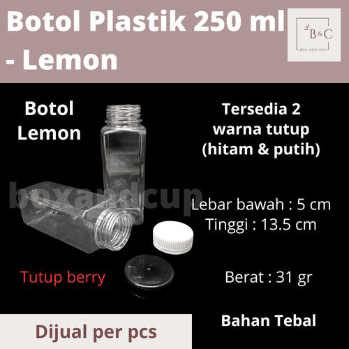 Jual Botol Minuman Plastik 250 ml Lemon Kotak Bening Bahan Tebal PET ...