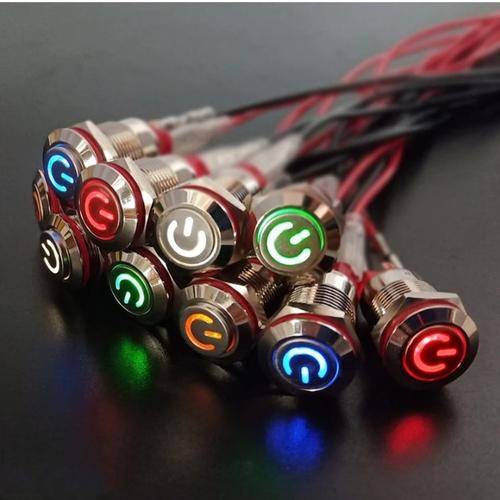 Jual Saklar On Off LED Stainless Push Button Switch 12/16/22MM 12-24V ...