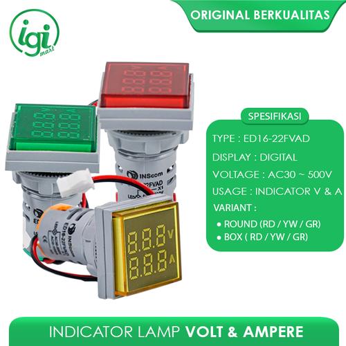 Jual PILOT LAMP DISPLAY AMPERE & VOLT KOTAK INDICATOR LED WITH A + V ...