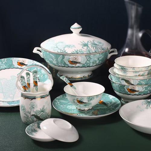 Jual Piring Makan Set Komplit Dinner Table Plating Set Blue Vintage ...