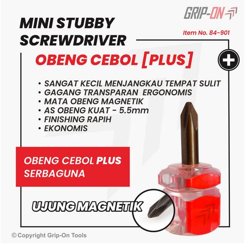 Jual Grip-On Mini Stubby Screwdriver Obeng Cebol Plus Minus Serbaguna ...