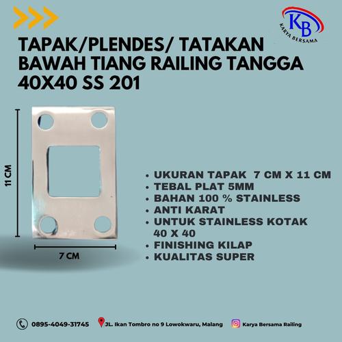 Jual Kaki tiang railing tangga stainless / Plendes pipa 40x40 tiang ...