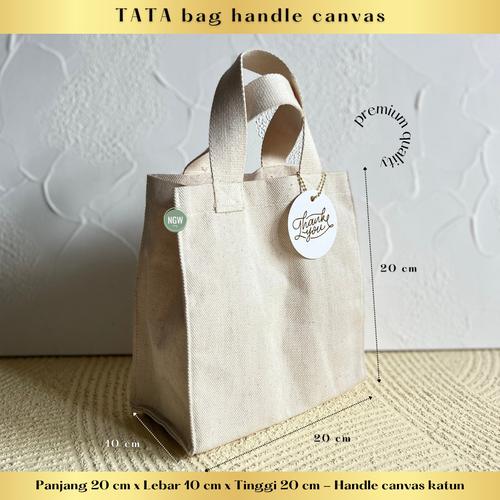 Jual Tas Canvas- TATA bag handle canvas 20x10x20 natural goodie bag ...