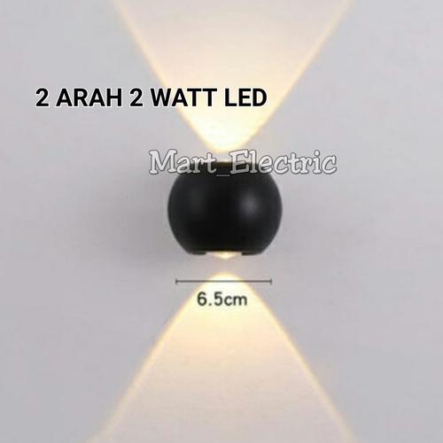 Jual LAMPU DINDING TAMAN LED BULAT 2 ARAH 2 WATT / WALL LIGHT MINIMALIS ...
