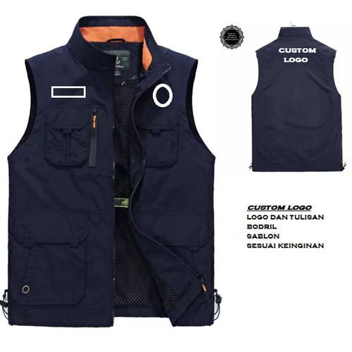 Promo Jaket Rompi Pria Vest Keren Lapangan saku multifungsi - Hitam, S ...
