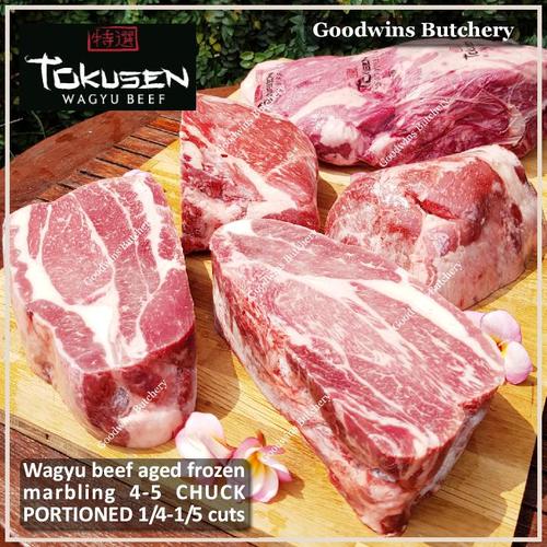 Promo 1.2kg Wagyu beef Tokusen mbs 5 CHUCK aged frozen PORTIONED 1/6 ...