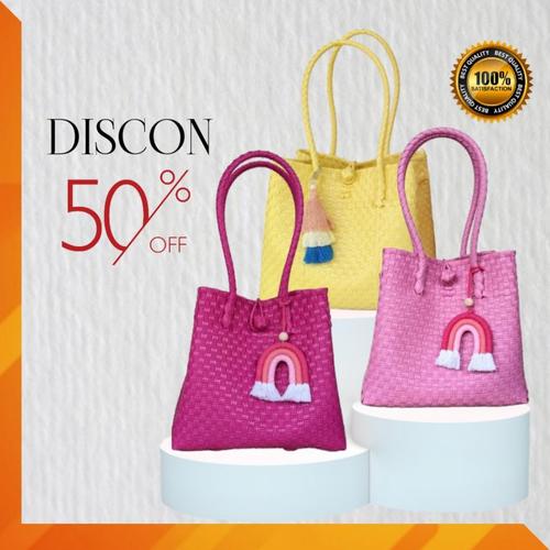 Jual Tas Ibu Ibu Polos Anyaman Plastik Jali Premium Kekinian Cocok Buat ...