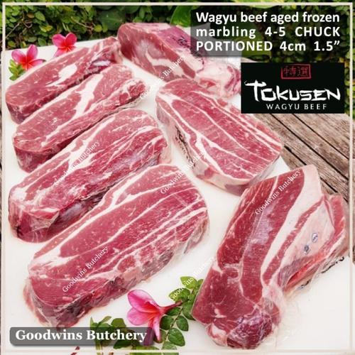 Jual Wagyu beef Tokusen CHUCK marbling4-5 aged Steak & Saikoro cuts ...