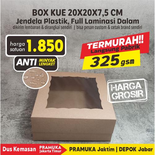 Jual BOX KUE UK.20X20X7,5 CM KRAFT LAMINASI JENDELA - Jakarta Timur ...