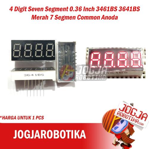 Jual 4 Digit Seven Segment 0.36 Inch 3461BS Merah 7 Segmen Common Anoda ...