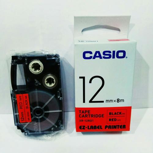 Jual original Casio ez-label printer tape cartridge 12mm 12 mm black on ...