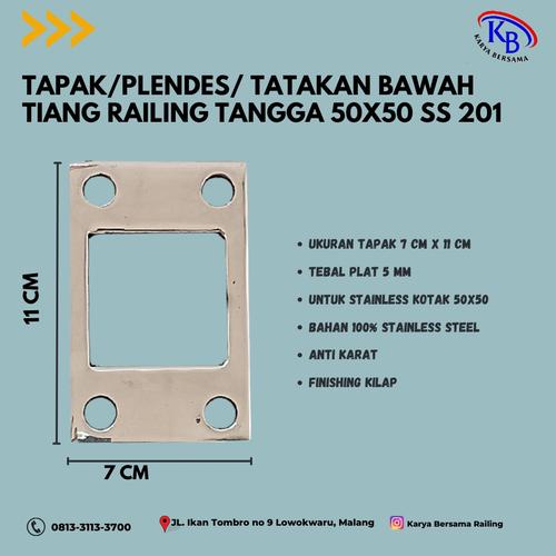 Jual Kaki stainless tiang railing tangga / Tapak plendes pipa 50x50 ...