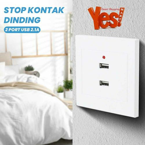 Jual Stop Kontak Dinding 2 Port USB Wall Socket - Jakarta Pusat - YesMart | Tokopedia