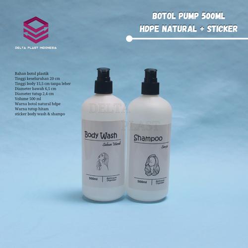Jual BOTOL PUMP HDPE NATURAL 500ML AESTHETIC / BOTOL + STICKER - body ...