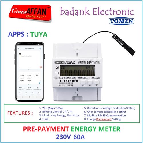 Jual 60A TUYA Single Phase WIFI Smart Energy Meter MODBUS kWh Pre-Payment - Jakarta Timur ...