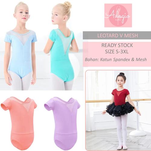 Jual LEOTARD ANAK V MESH BALET BAJU BALLET SENAM GYMNASTIC COTTON ...
