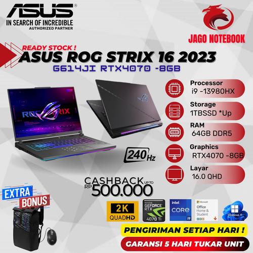 Promo Asus ROG Strix 16 G614J RTX4070 8GB I9 13980HX 32GB 1TBSSD Win 11 16.0 - 64GB/1TBSSD, PLUS ...