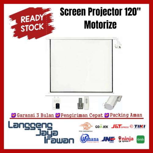 Promo Screen Projector Motorized 120 inch Layar Proyektor remot 120 ...