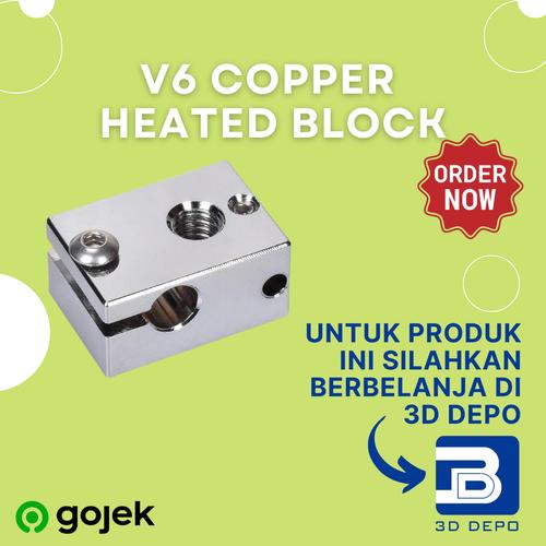 Jual High Quality V6 Copper Heated Block for E3D Hotend PT100 Sensor ...