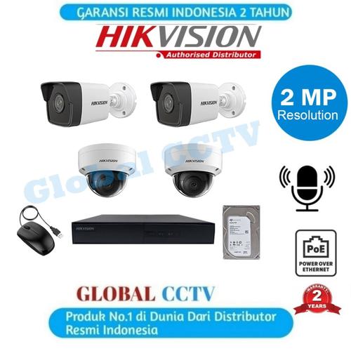 Jual Paket IP Camera Hik vision CCTV 4 Camera Nvr 4Channel 2MP Audio ...