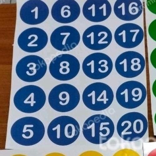 Jual stiker bulat nomor huruf angka 1 - 50 diam 3cm - Kota Surabaya ...
