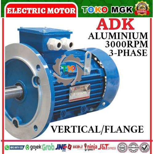 Jual ELECTRIC MOTOR ADK 1.1KW 1.5HP 3000RPM 3PHASE B5 ALUMINIUM ...