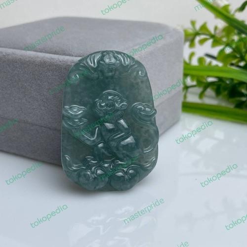 Promo BATU GIOK BURMA ASLI UKIR SHIO MONYET JADE GR A VALIDASI LAB ...