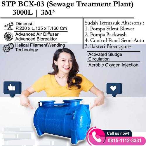 Jual TANGKI STP HORIZONTAL SILINDER KAPASITAS 3000 LITER 3M3 / BIOTANK ...