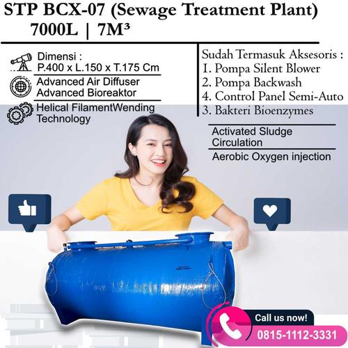 Jual TANGKI STP HORIZONTAL SILINDER KAPASITAS 7000 LITER 7M3 / BIOTANK ...