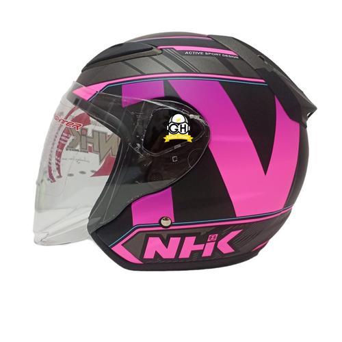 Jual HELM NHK R6 MOTIF WAVE BLACK PINK DOFF HALF FACE - M - Kota ...