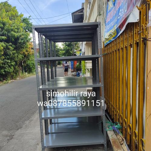 Jual rak besi siku lubang serbaguna bisa bongkar pasang susun 5 - Putih ...