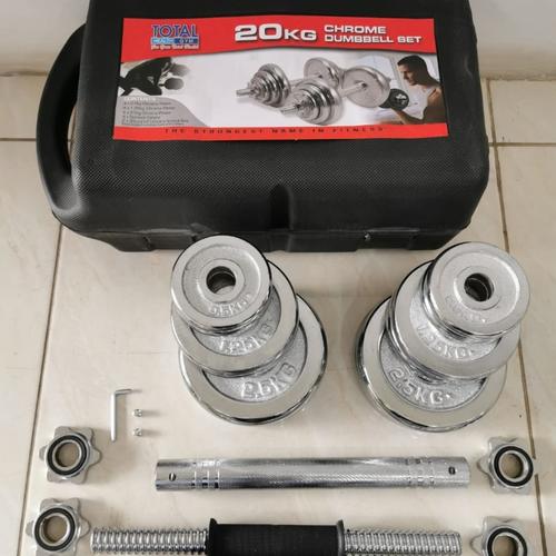 Jual Dumbell set 20kg full Besi chrom Box. Barbel 20kg - Kota Surabaya ...