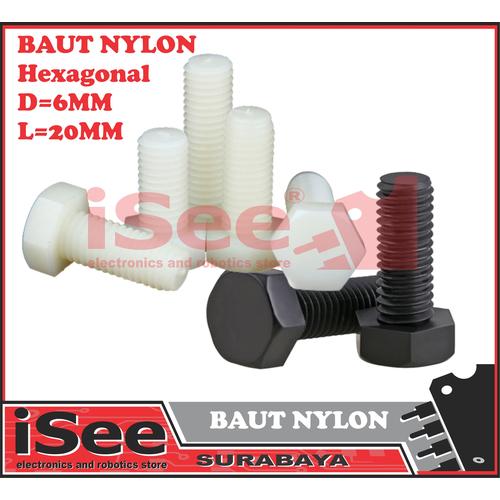 Jual Baut Nylon M6X20mm Hexagonal Nylon height 20mm 20 mm 2 CM nilon M6 ...