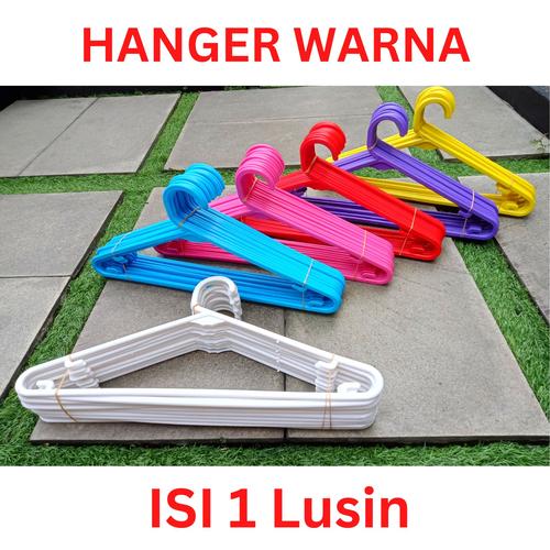 Jual Hanger Warna / Hanger Putih / Gantungan baju Plastik Putih isi 12 ...