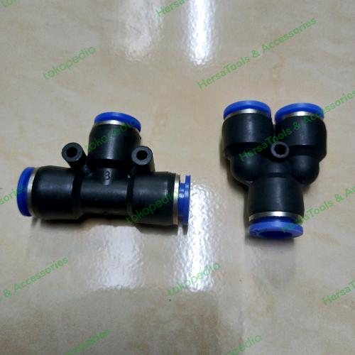 Jual Nepel T - Y M4 ~ M12 | Fitting Pneumatic PE 4mm ~ 12mm Nipple Tee ...