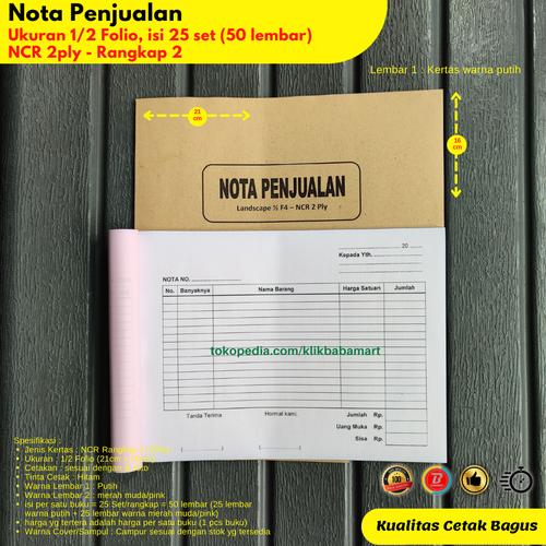 Jual NOTA BON PENJUALAN LANDSCAPE NCR 1/2 FOLIO RANGKAP 2 PLY - Kota ...
