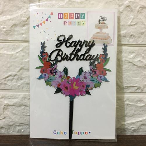 Jual Topper Cake HBD FLOWER / Cake Topper Acrilic / Hiasan Kue Bunga ...