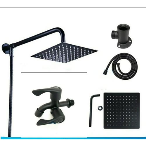Jual Paket wall shower 8,5inc kotak hitam tanpa bobok+KRAN F35BL ...