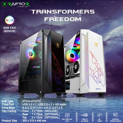Jual Power Up Casing Gaming Raptor FREEDOM Mid Tower ATX 3 Fan Case ...