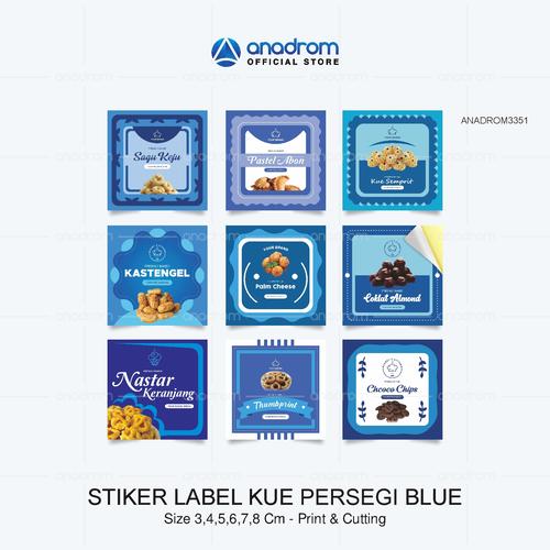 Jual Stiker Label Kue Persegi Blue | Sticker Label Kue Kering | Anadrom ...