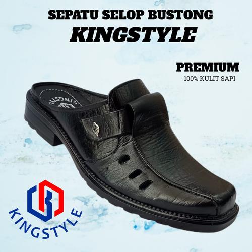 Jual Sandal selop Pria Sepatu Slop Kulit Asli Bustong King Style ...