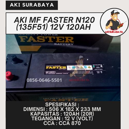 Jual AKI MF FASTER N120 12V 120Ah Aki Genset Kapal Alat Berat Aki Bus ...