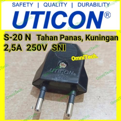 Jual Tusuk Kontak Colokan Steker Listrik Gepeng Biasa Uticon Hitam S-20 ...