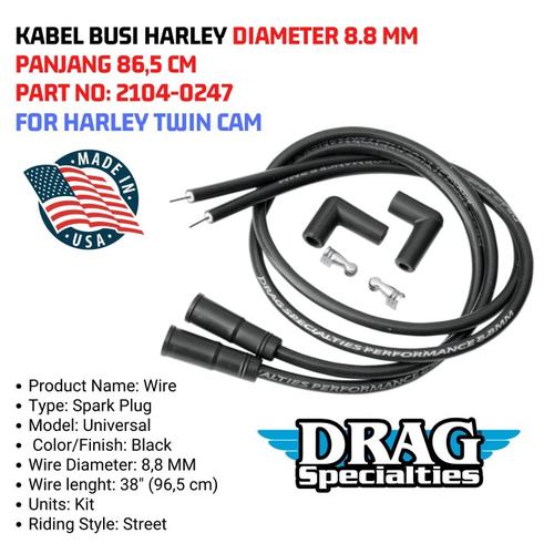 Jual KABEL BUSI HARLEY DIAMETER 8.8 MM PANJANG 86,5 CM FOR HARLEY 2104 ...