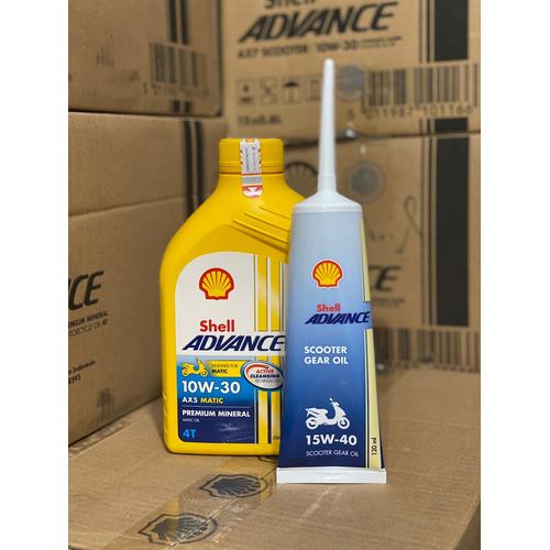 Jual Oli Shell Advance AX5 Matic 10w/30 800ml & Oli Gardan Shell 120ml ...